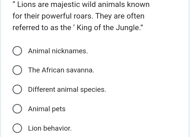 Telah dijawab:“ Lions are majestic wild animals known for their ...