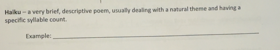 Solved: Haiku - a very brief, descriptive poem, usually dealing with a ...