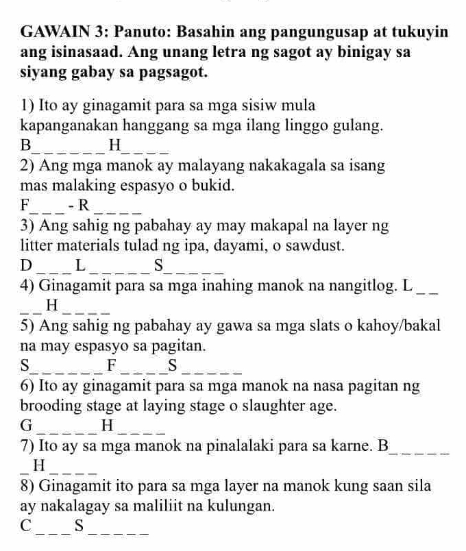 Solved: GAWAIN 3: Panuto: Basahin ang pangungusap at tukuyin ang ...