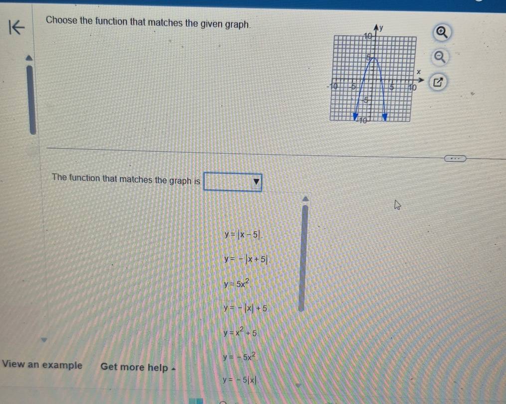 Solved: Choose the function that matches the given graph. The function ...