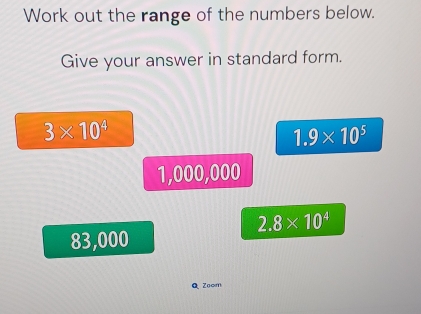 Solved: Work out the range of the numbers below. Give your answer in ...