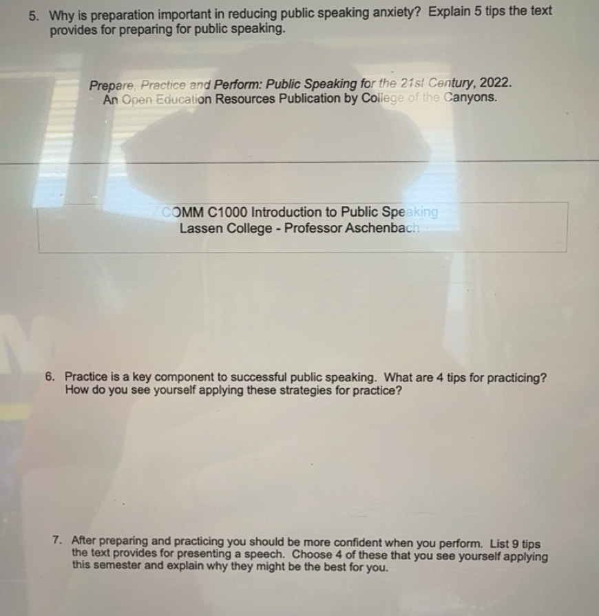 Solved: Why is preparation important in reducing public speaking ...