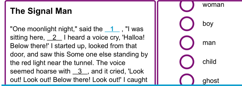 Solved: woman The Signal Man boy "One moonlight night," said the __1 ...