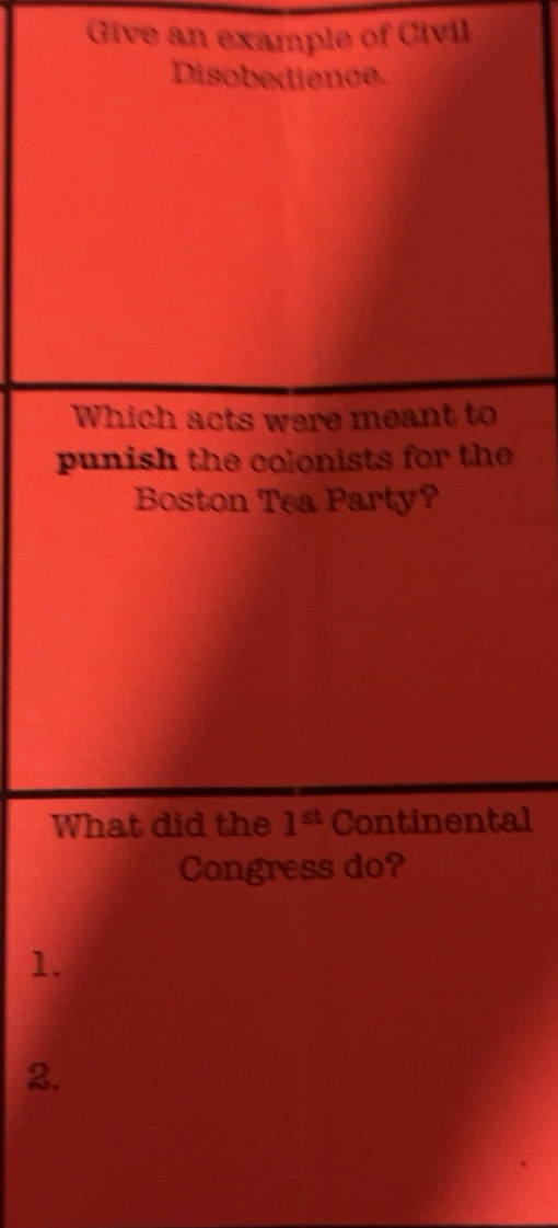 Solved: Give an example of Civil Disobedience. Which acts were meant to ...