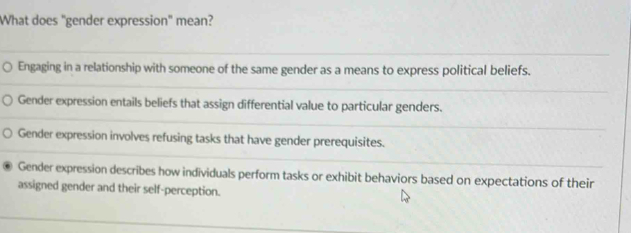 What does "gender expression" mean? Engaging in a relationship with ...