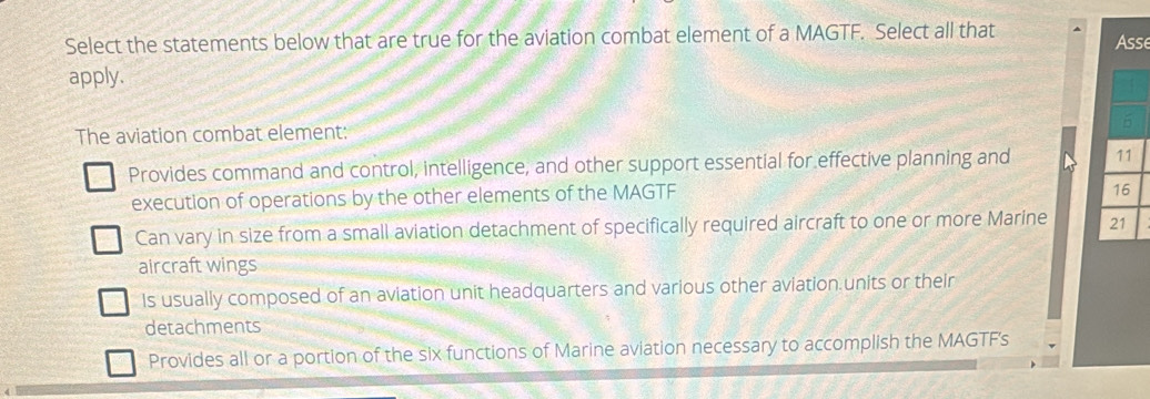 Solved: Select the statements below that are true for the aviation ...