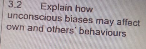 Solved: 3.2 Explain how unconscious biases may affect own and others ...