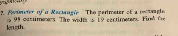 Solved: grapmicany. 7. Perimeter of a Rectangle The perimeter of a ...