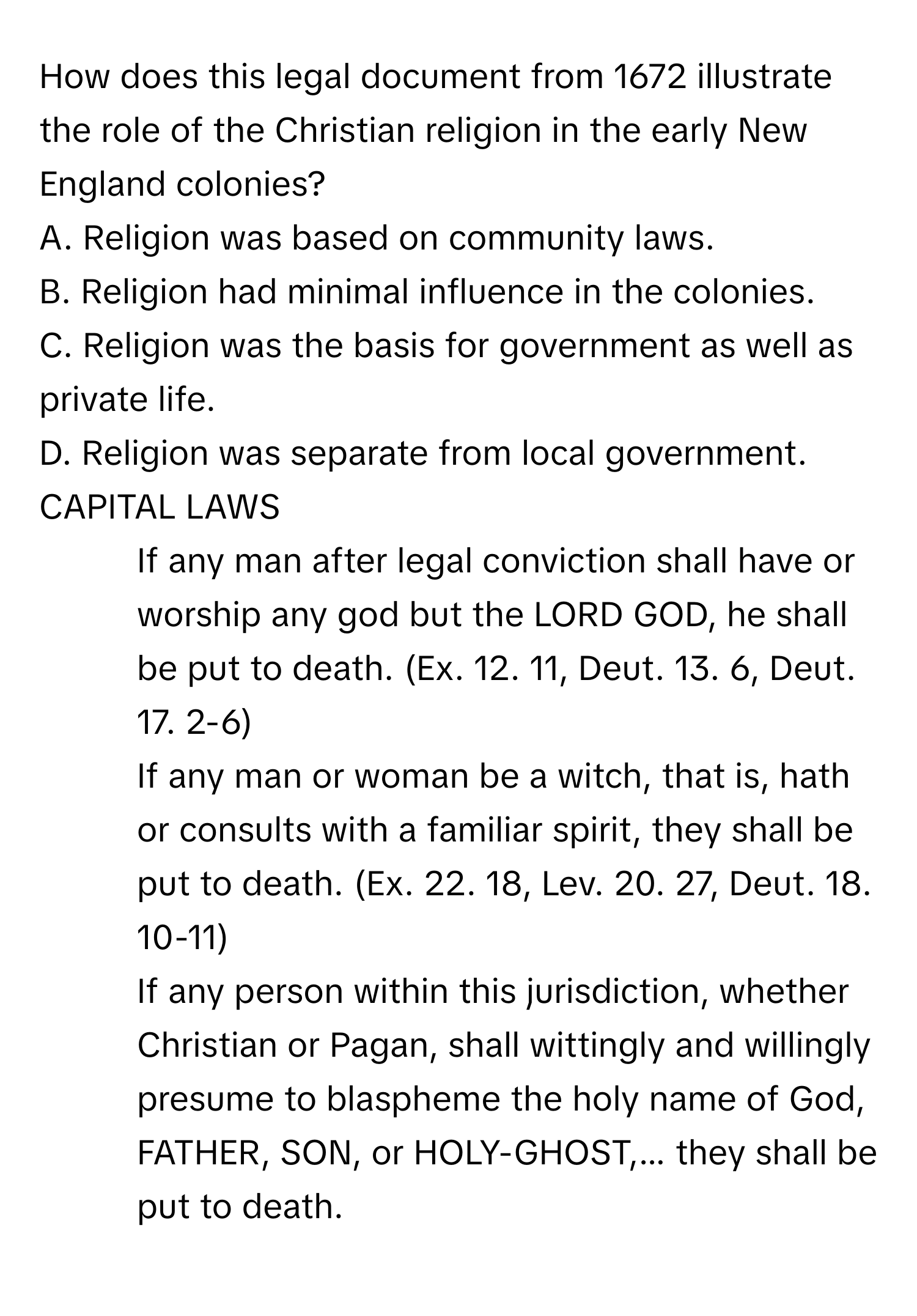 Solved: How does this legal document from 1672 illustrate the role of ...