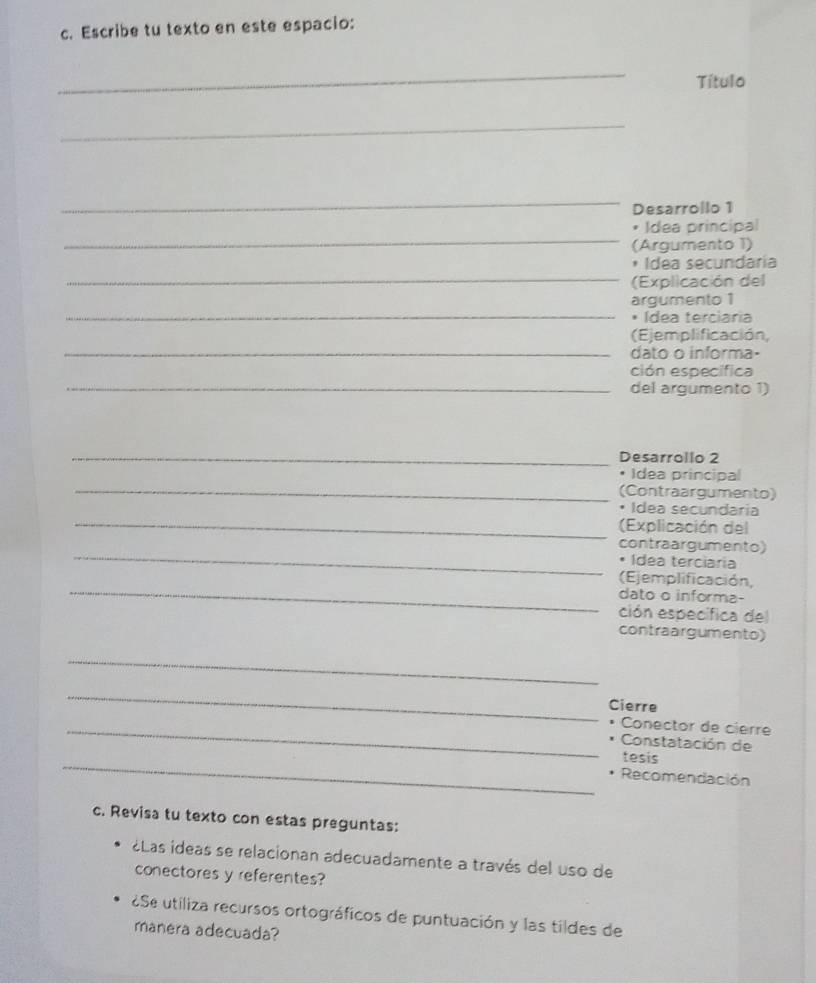 Resuelto:Escribe tu texto en este espacio: _ Título _ _ Desarrollo 1 ...