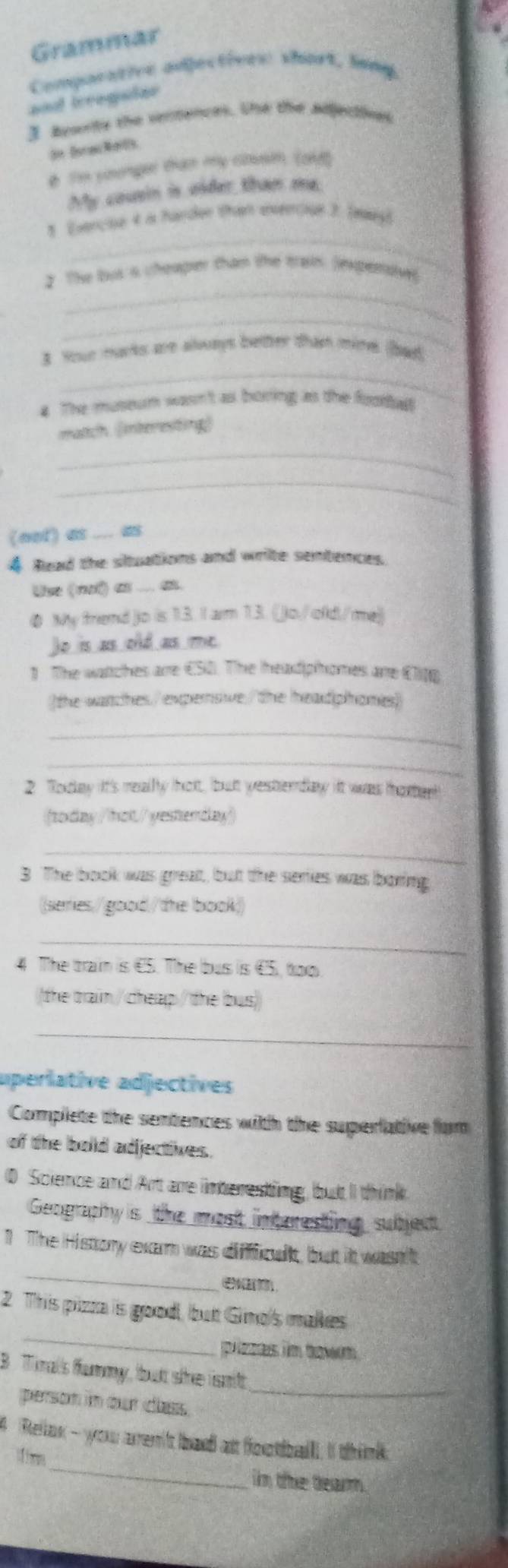 Risolto:Grammar Comporative adjectives: short, long and irregaler 3 ...