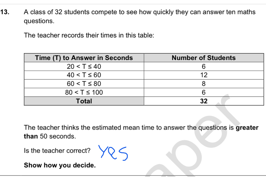 Solved: A class of 32 students compete to see how quickly they can ...