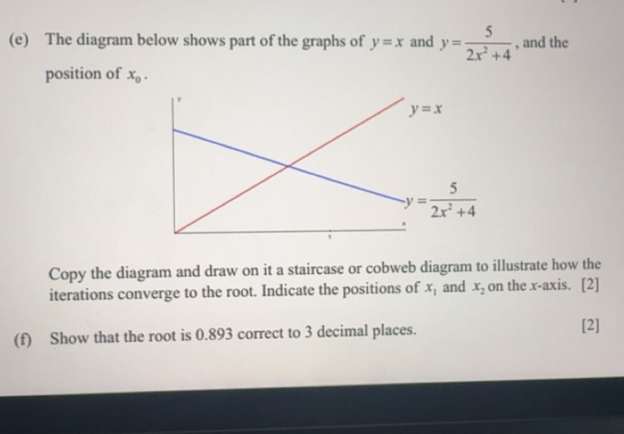 Gelöst:The diagram below shows part of the graphs of y=x and y= 5/2x^2 ...