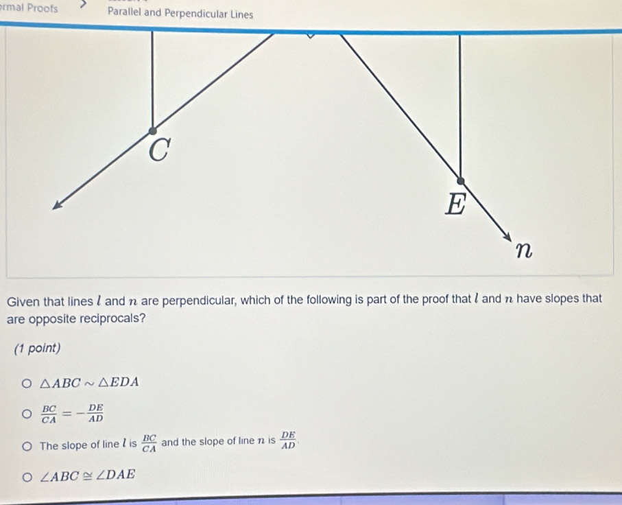 Solved: rmal Proofs Parallel and Perpendicular Lines Given that lines ...