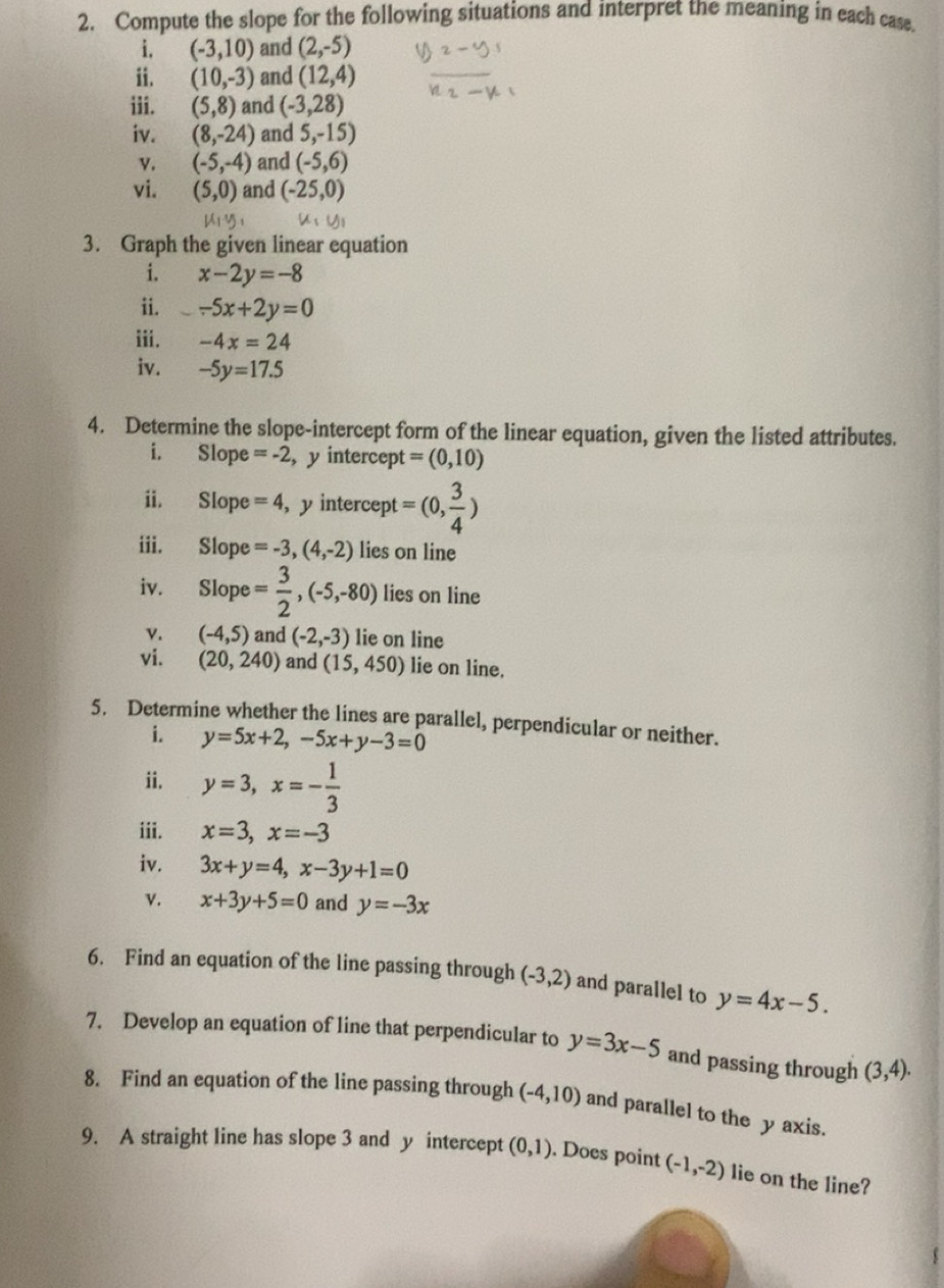 Selesai:Compute the slope for the following situations and interpret ...