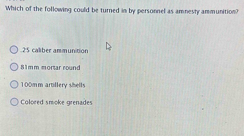 Solved: Which of the following could be turned in by personnel as ...