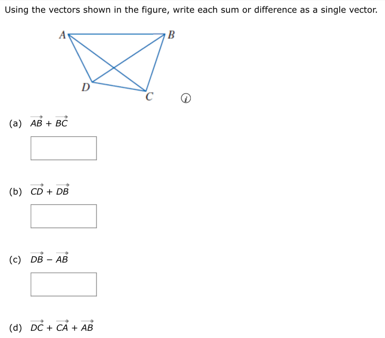 Solved: Using the vectors shown in the figure, write each sum or ...