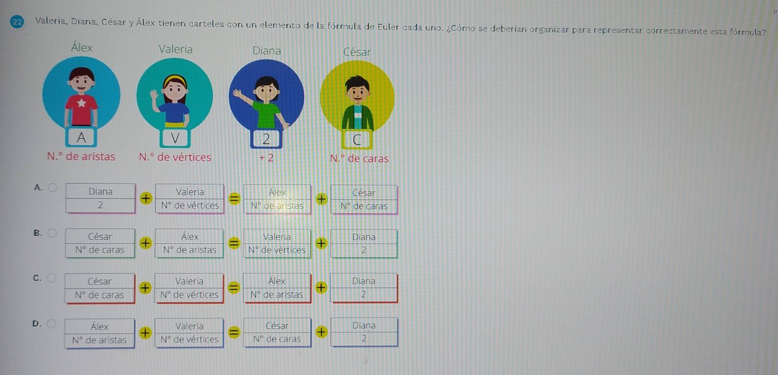 Resuelto:Valeria, Diana, César y Álex tienen carteles con un elemento ...