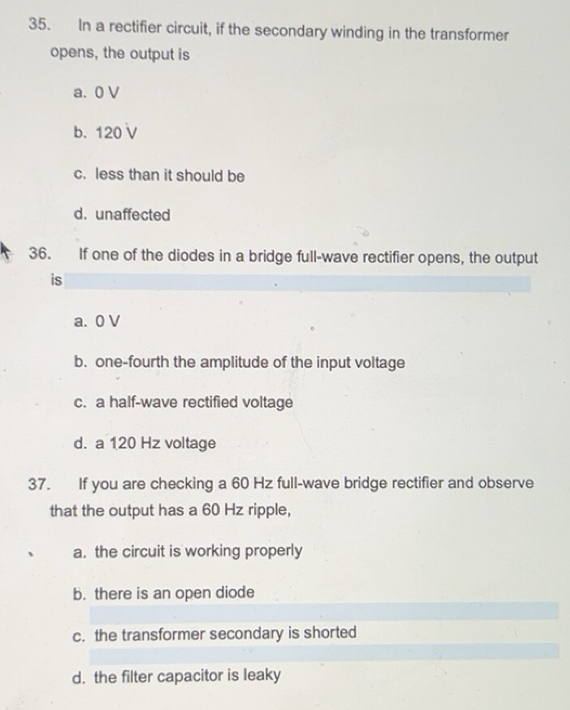 Solved: In a rectifier circuit, if the secondary winding in the ...