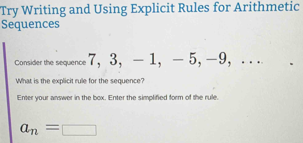 Solved: Try Writing and Using Explicit Rules for Arithmetic Sequences ...