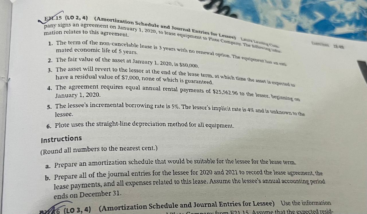 Solved: E21.15 (LO 2, 4) (Amortization Schedule and Journal Entries for ...