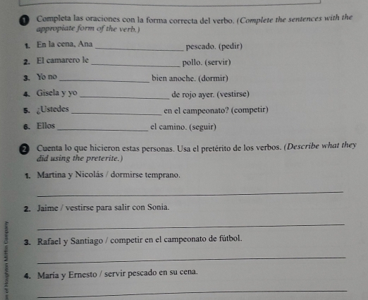 Solved: Completa las oraciones con la forma correcta del verbo ...