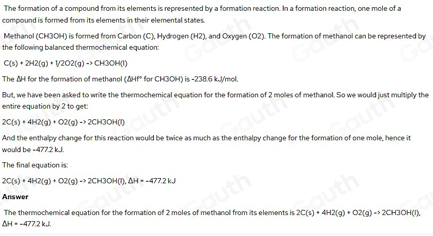 Solved: Written Response 10. a) Write a thermochemical equation using ...