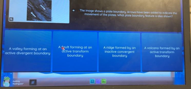 Solved: The image shows a plate boundary. Arrows have been added to ...