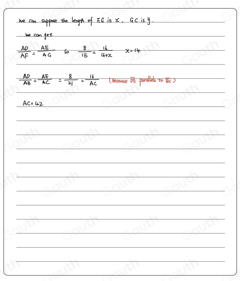 Solved: In the figure shown below, E and G lie on overline AC , D and F ...
