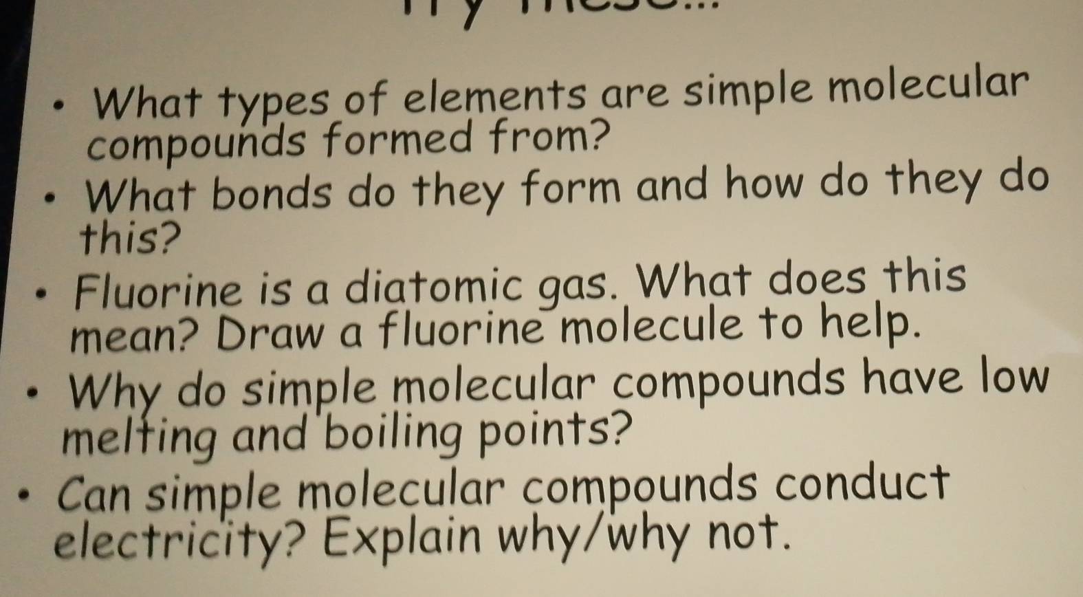 Solved: What types of elements are simple molecular compounds formed ...