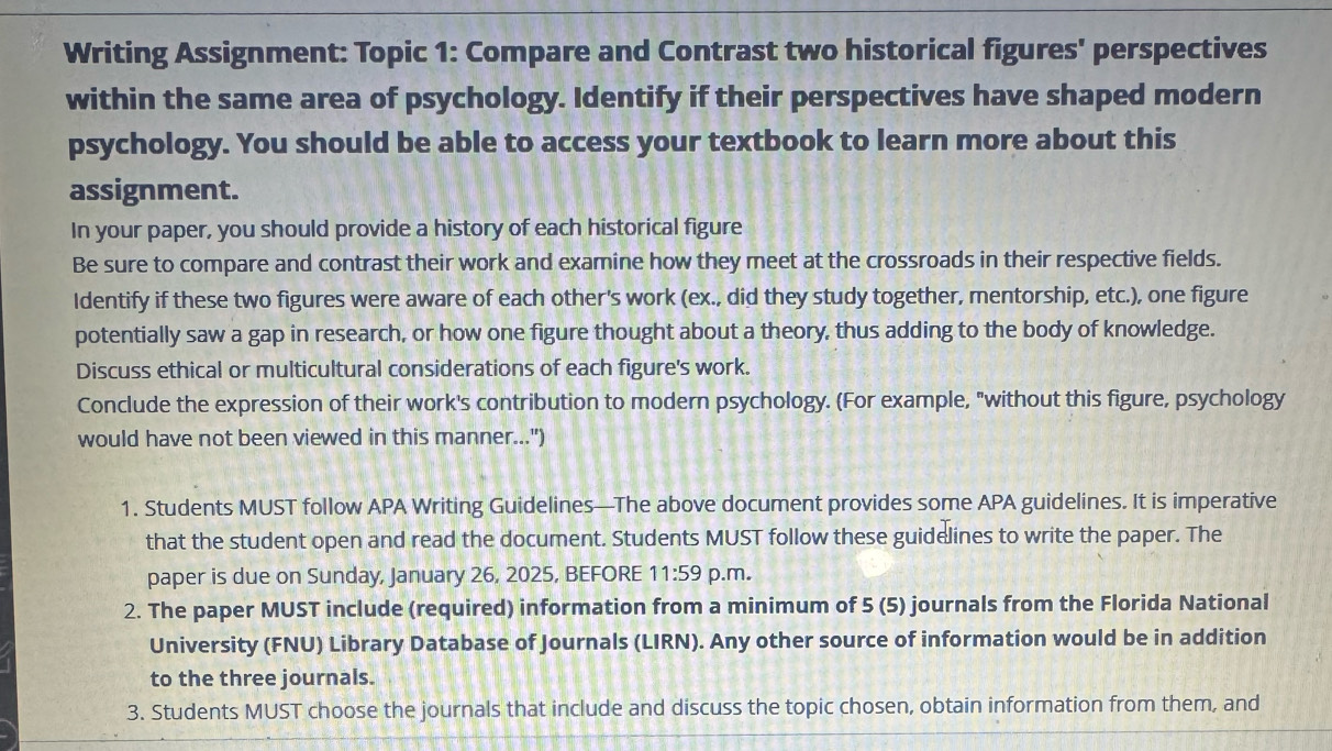 Solved: Writing Assignment: Topic 1: Compare and Contrast two ...