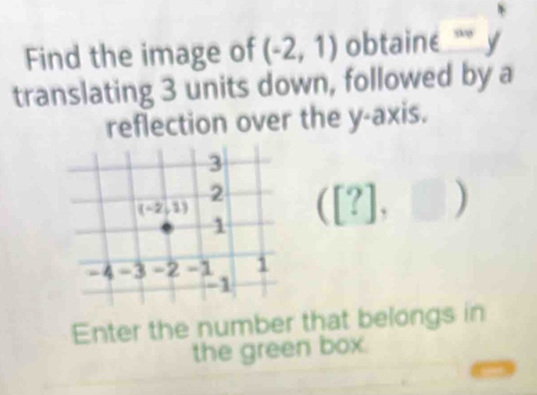 Solved: Find the image of (-2,1) obtaine `` y translating 3 units down ...
