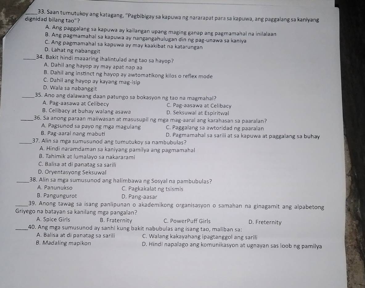 Solved: Saan tumutukoy ang katagang, “Pagbibigay sa kapuwa ng nararapat ...