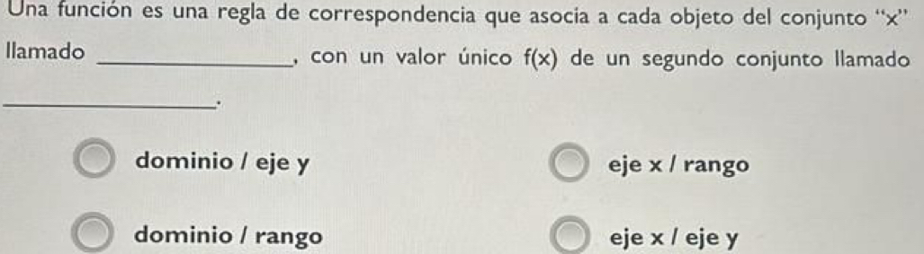 Resuelto:Una función es una regla de correspondencia que asocia a cada ...