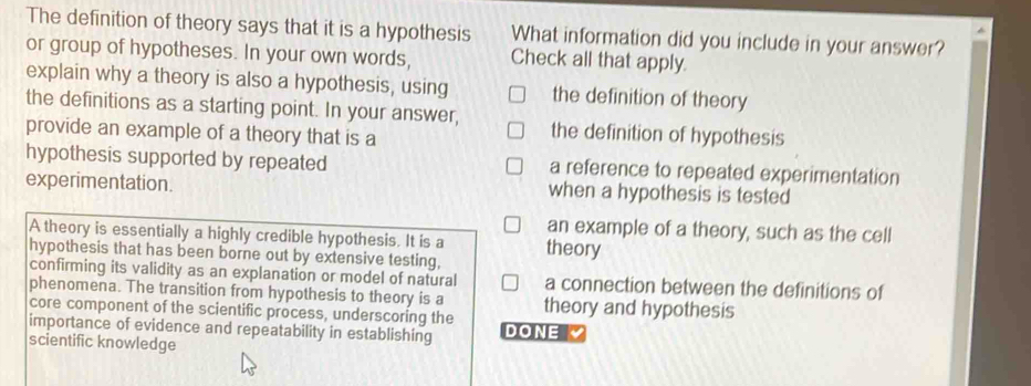 Solved: The definition of theory says that it is a hypothesis What ...