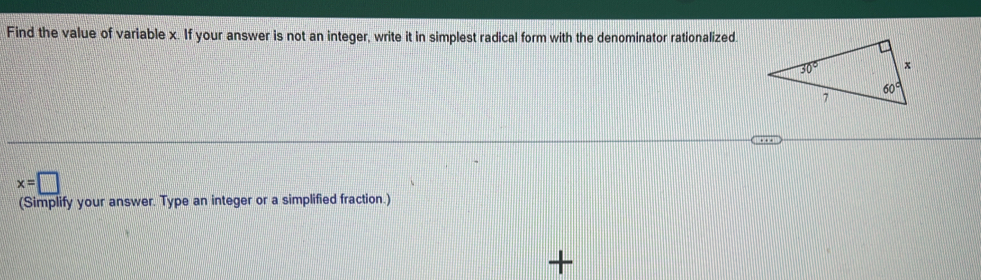 Solved: Find the value of variable x. If your answer is not an integer ...