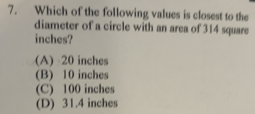 Solved: Which of the following values is closest to the diameter of a ...
