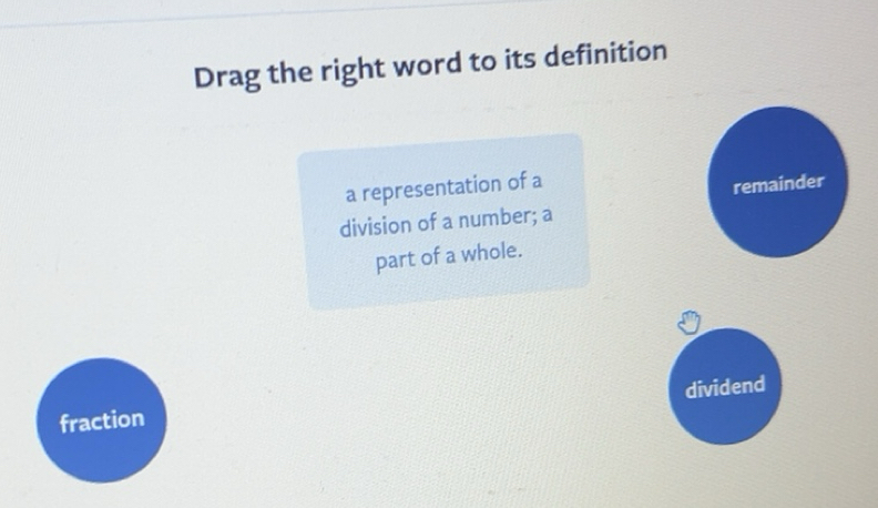 Solved: Drag the right word to its definition a representation of a ...