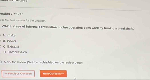 Solved: estion 7 of 20 : ect the best answer for the question. Which ... Solved: estion 7 of 20 : ect the best answer for the question. Which ...