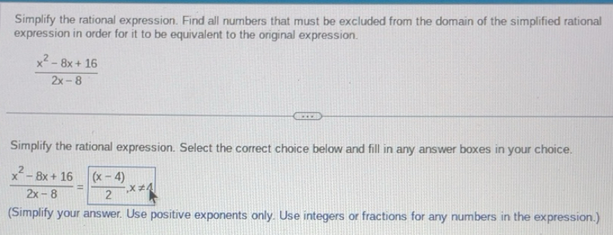 Solved: Simplify the rational expression. Find all numbers that must be ...