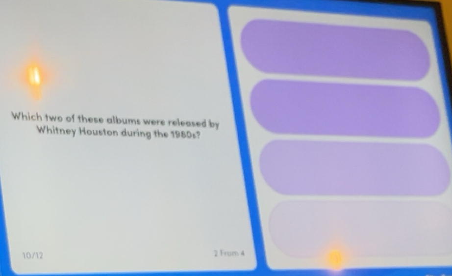 Solved: Which two of these albums were released by Whitney Houston ...