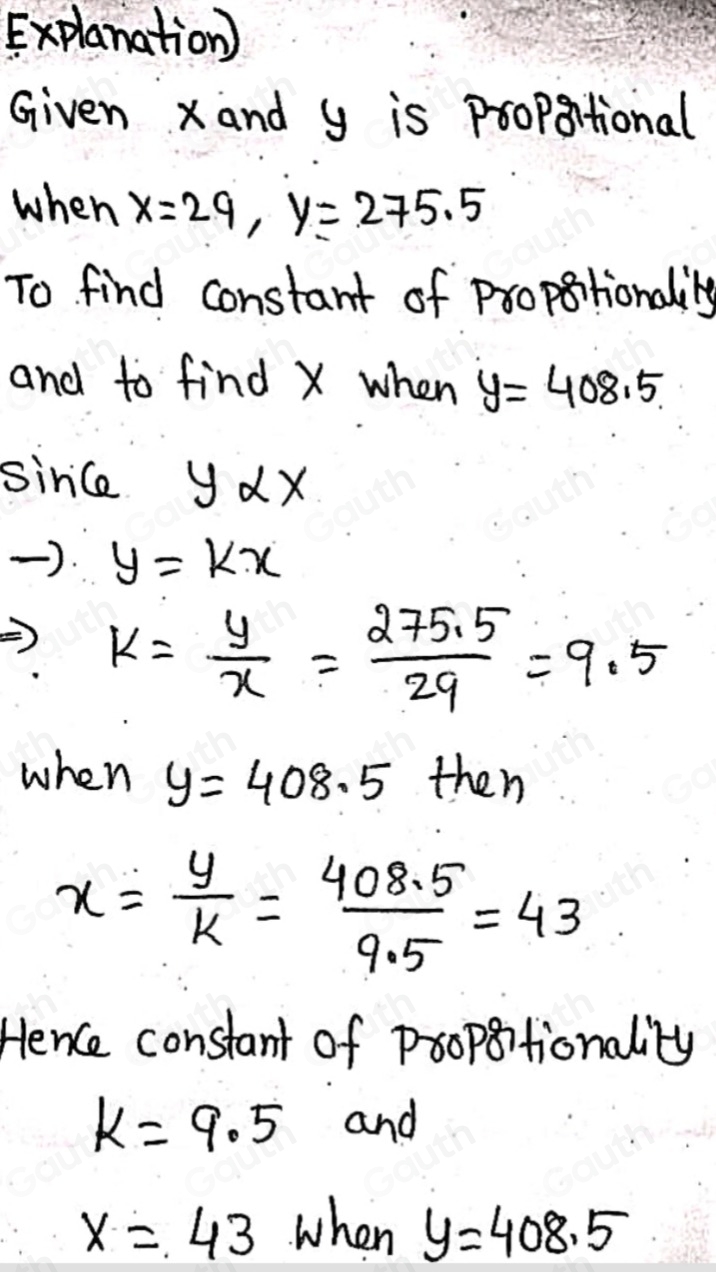 Solved: Writing Suppose the relationship between x and y is ...
