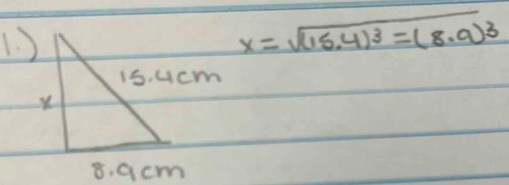 Solved: 1 ) x=sqrt((15.4)^3)=(8.9)3 1s. ucm y 8. acm [Math]