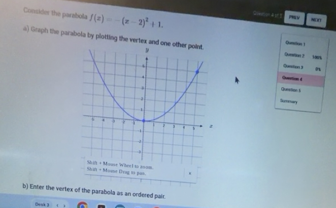 Gelöst:Consider the parabola f(x)=-(x-2)^2+1. Question &t PV NICCT a ...