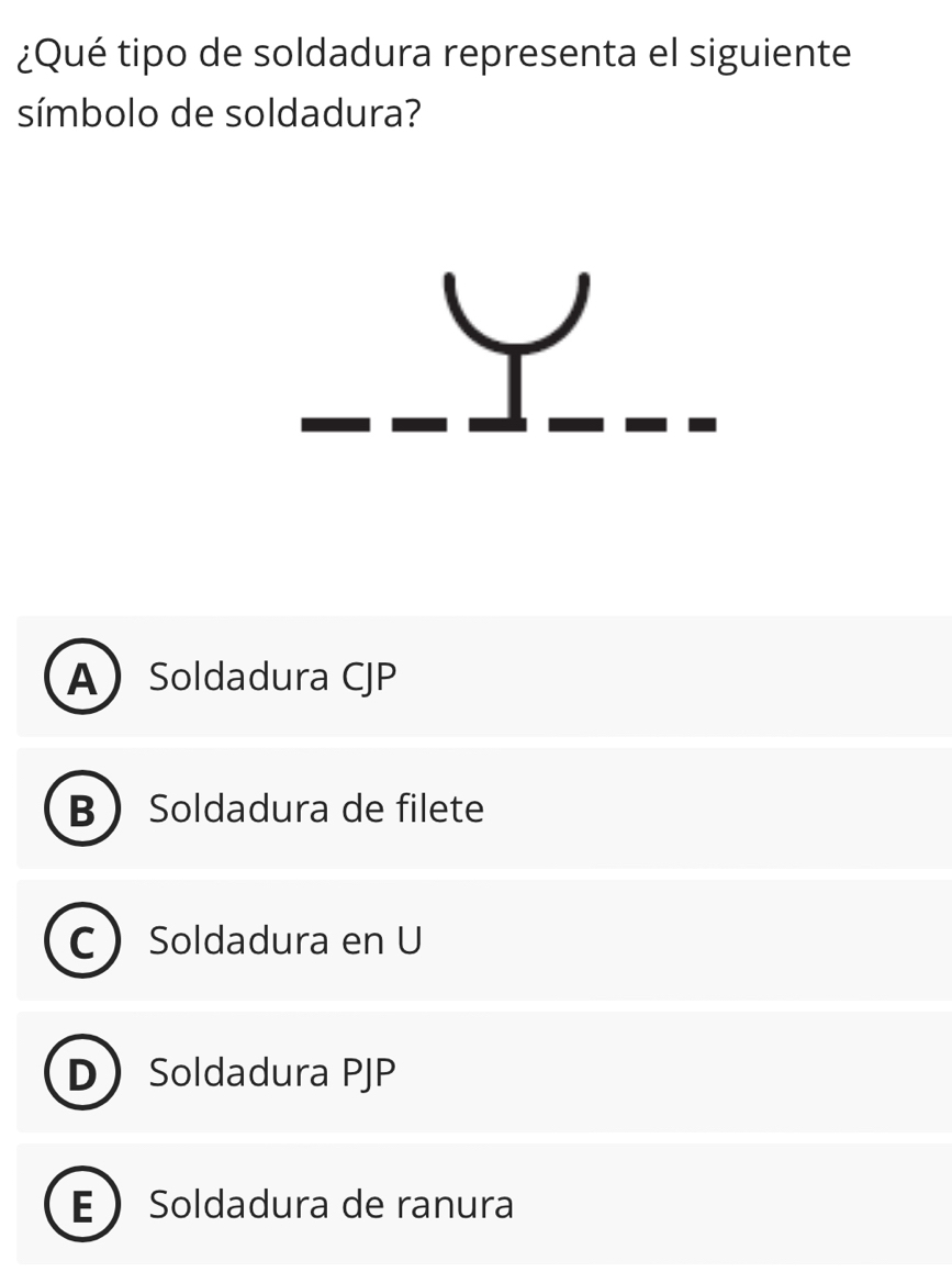 Resuelto:¿Qué tipo de soldadura representa el siguiente símbolo de ...