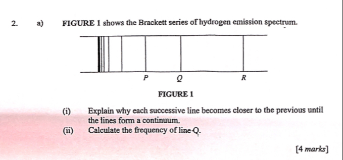 Selesai:FIGURE 1 shows the Brackett series of hydrogen emission ...