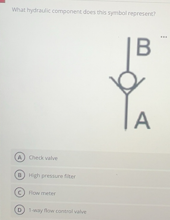 Solved: What hydraulic component does this symbol represent? B A A ...