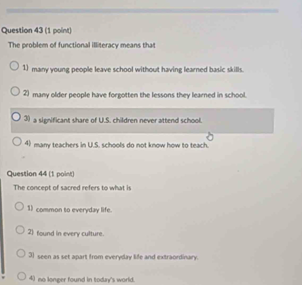 Solved: The problem of functional illiteracy means that 1) many young ...