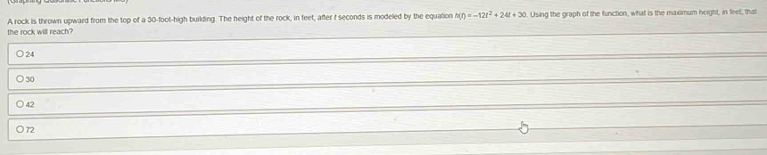 Solved: A rock is thrown upward from the top of a 30-foot -high ...