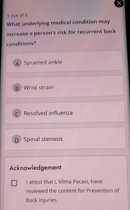 Solved: out of 5 What underlying medical condition may increase a ...
